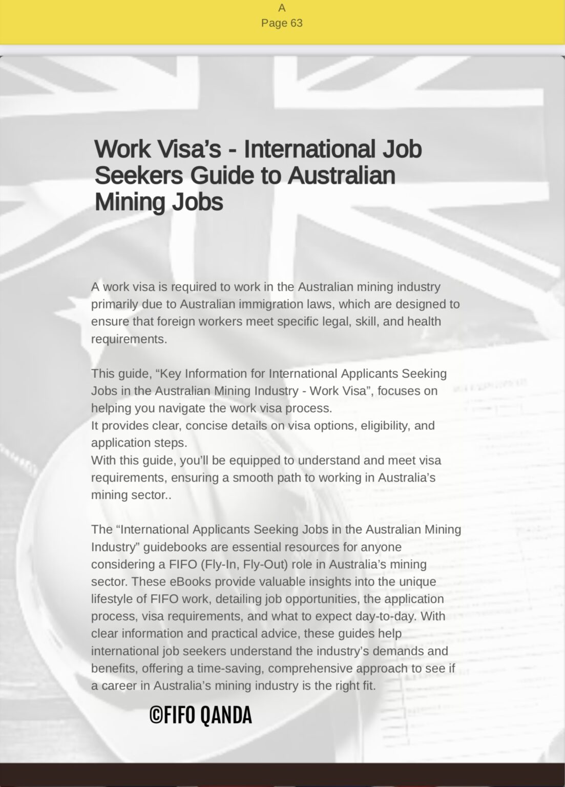Intro to INTERNATIONAL WORKERS SEEKING MINING JOBS IN AUSTRALIA – FIFO ...