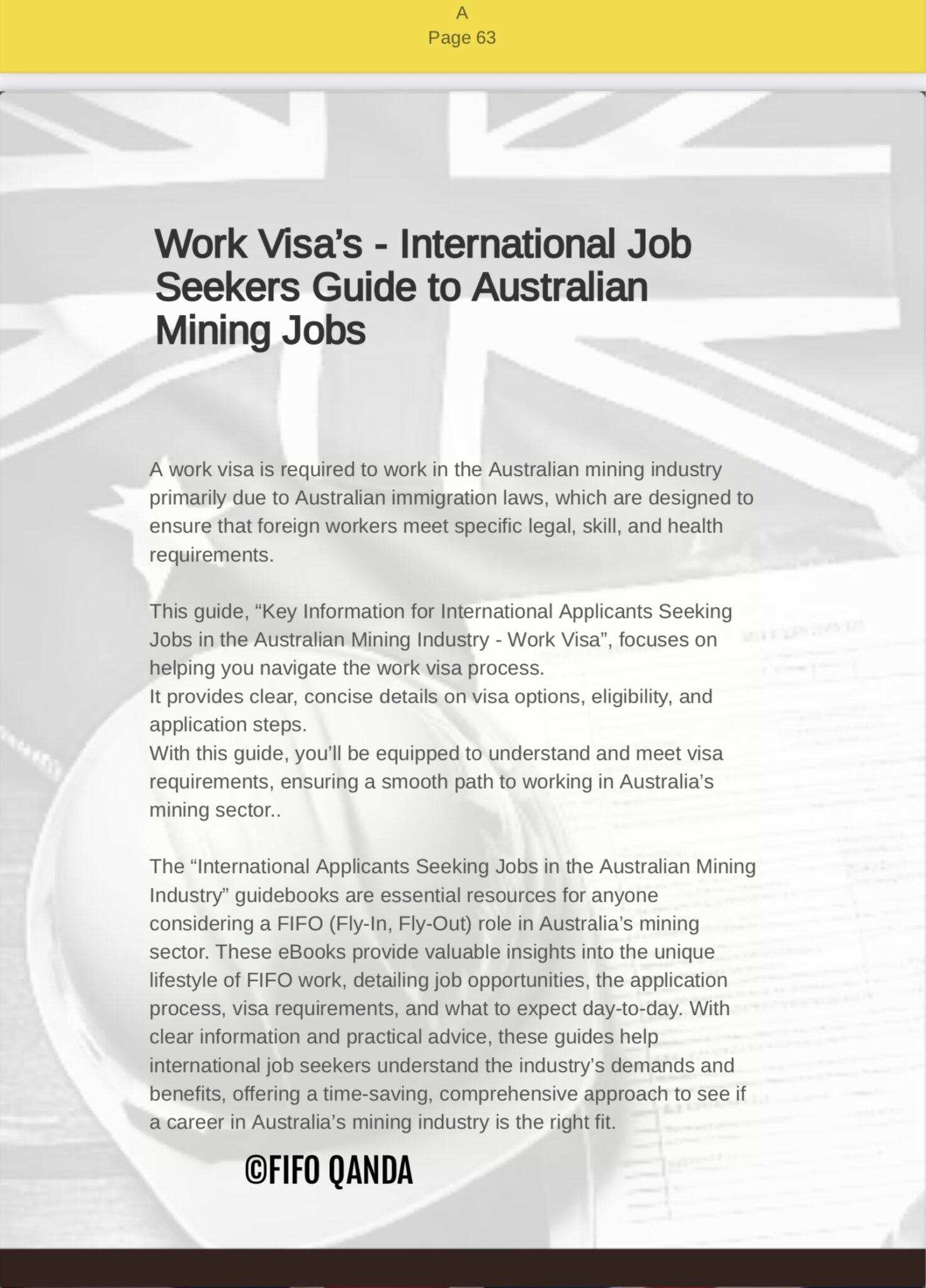 Intro to INTERNATIONAL WORKERS SEEKING MINING JOBS IN AUSTRALIA – FIFO ...