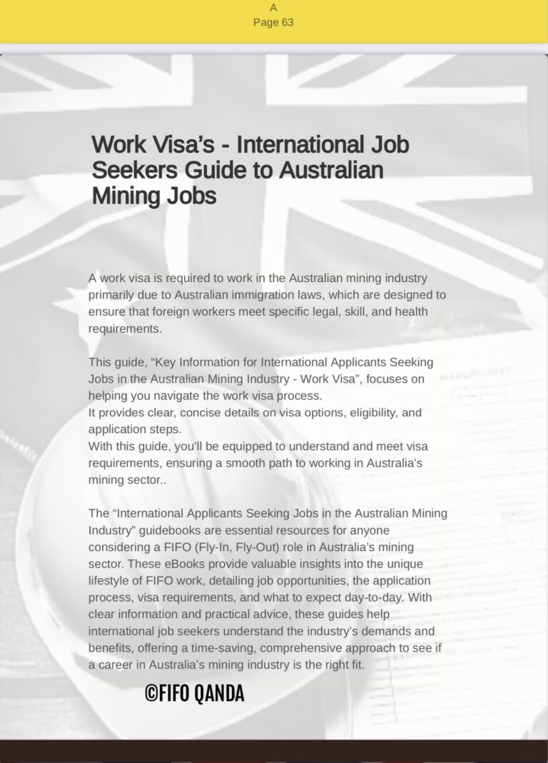 Intro to INTERNATIONAL WORKERS SEEKING MINING JOBS IN AUSTRALIA – FIFO ...