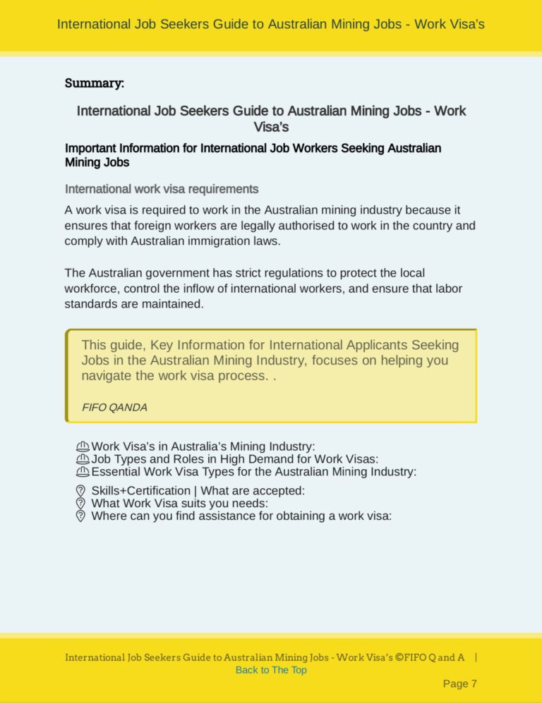 Intro to INTERNATIONAL WORKERS SEEKING MINING JOBS IN AUSTRALIA – FIFO ...